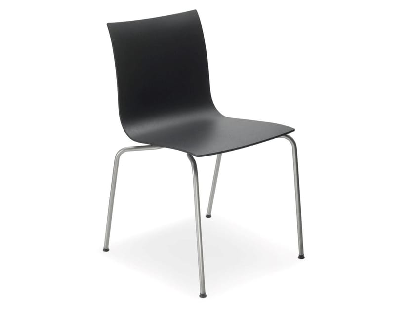 THIN Stackable steel and wood chair By Lapalma | design Karri Monni