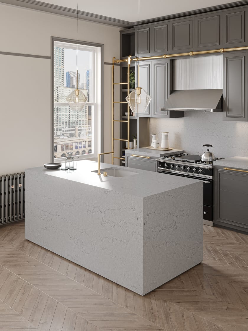 Top cucina in pietra ricostruita effetto marmo TIZIANO By Quantra Quartz