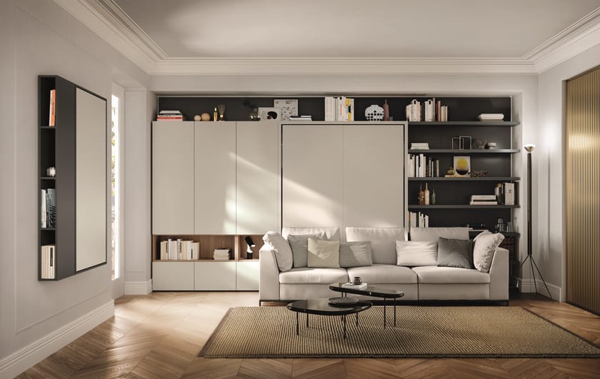 TONALE 281 POWER Sectional storage wall with fold-away bed By CLEI