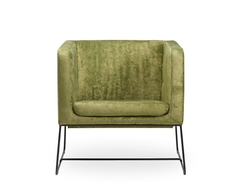 TONIC METAL Sled base upholstered easy chair with armrests By ROSSIN ...
