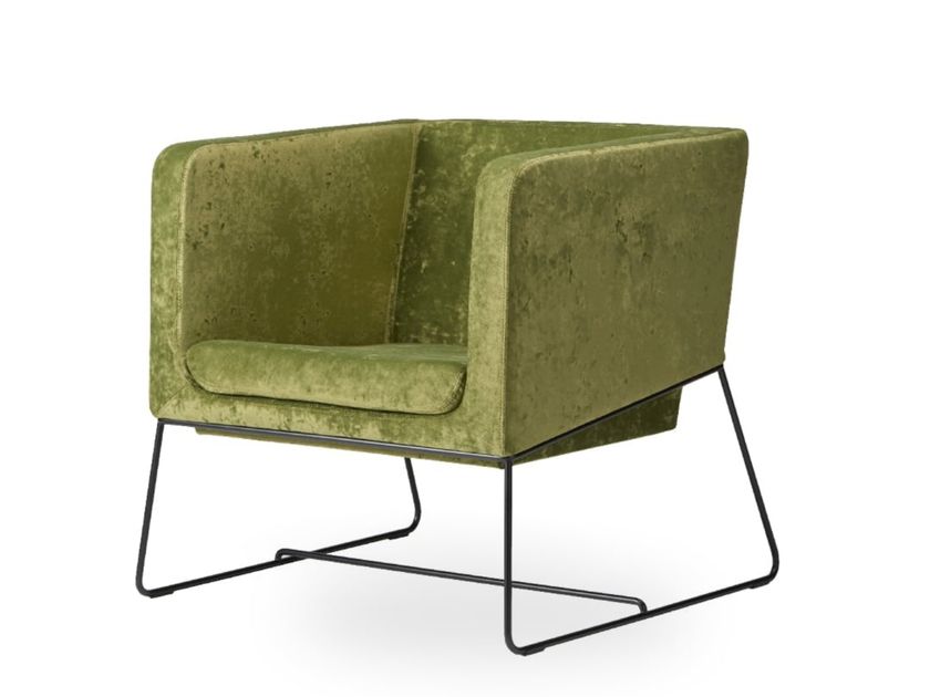 TONIC METAL Sled base upholstered easy chair with armrests By ROSSIN ...