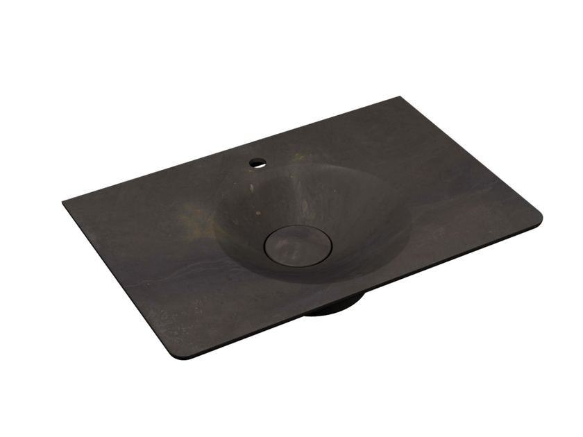 L’ANTIC COLONIAL TONO Wall-mounted round natural stone washbasin with ...