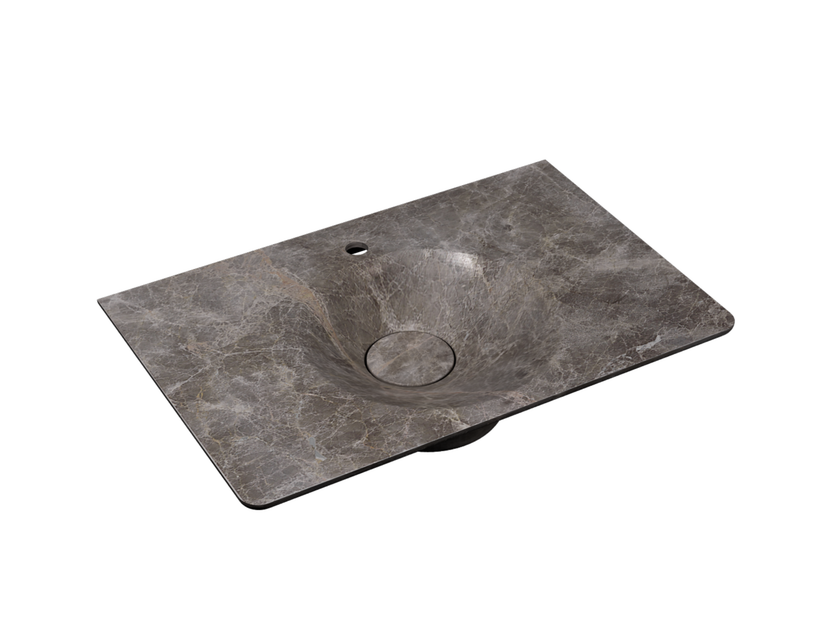 L’ANTIC COLONIAL TONO Wall-mounted round natural stone washbasin with ...