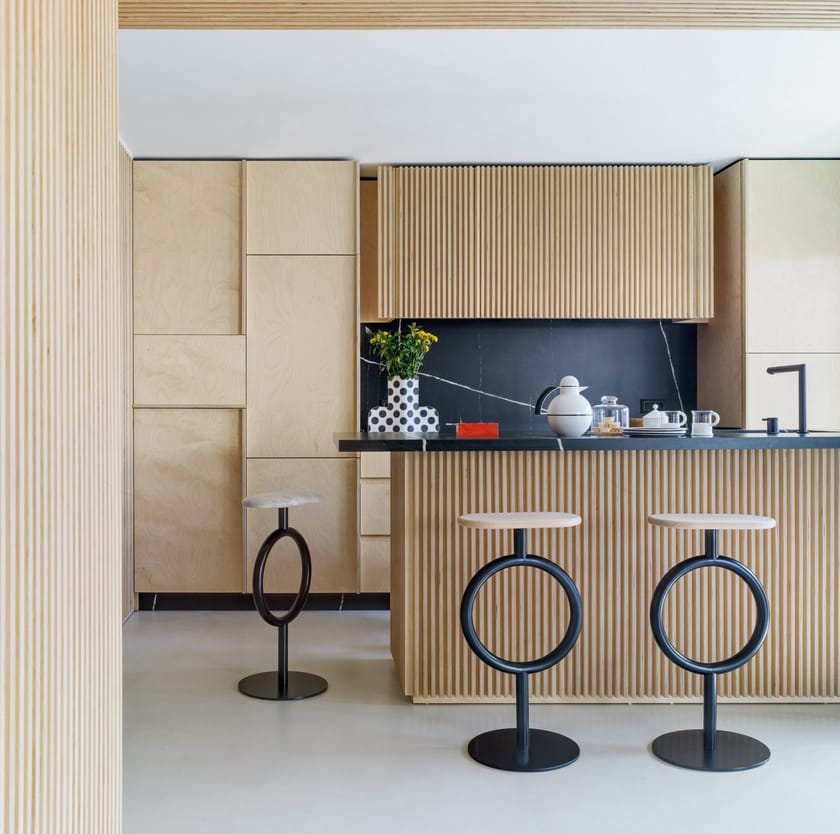 TOTEM High steel and MDF stool By Sancal | design Sylvain Willenz