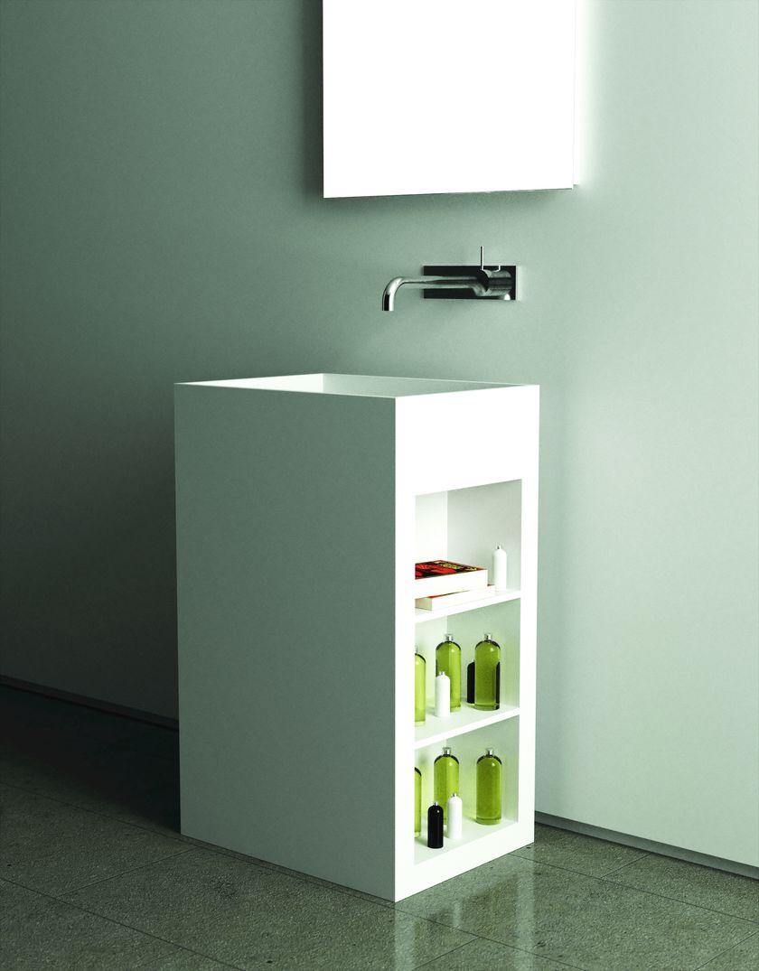 Lavabo freestanding singolo in Solid Surface TOWER CUBE - MOMA Design