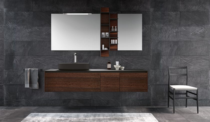 Mobile lavabo sospeso in legno con specchio TULLE 04 Collezione Tulle ...