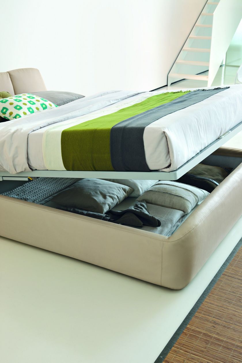 Upholstered leather storage bed TUNY By Tonin Casa design Alessandro ...