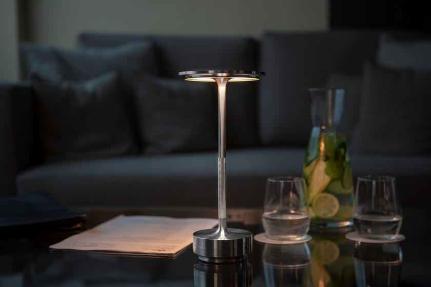 LED cordless table lamp with USB charging TURN ALUMINIUM BLACK By ...