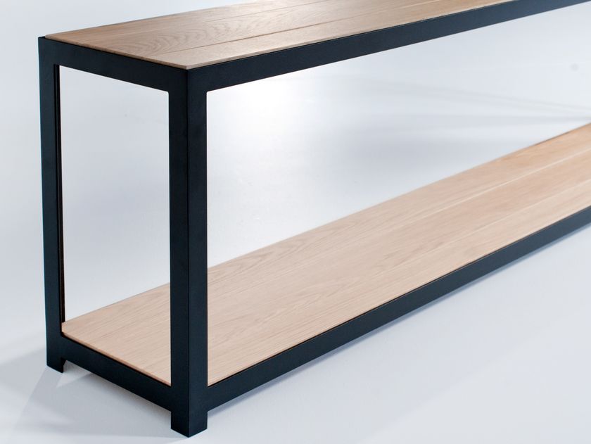 TWO Rectangular solid wood console table By Van Rossum | design ...