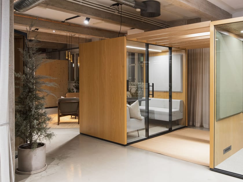 LOHKO BOX 3 Acoustic wooden office booth with built-in lights By Taiga ...