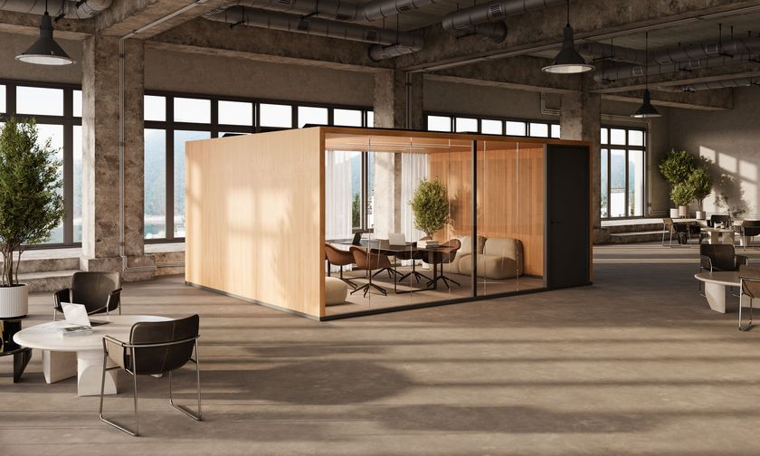 LOHKO FLEX 28 Acoustic wooden office booth with built-in lights By ...
