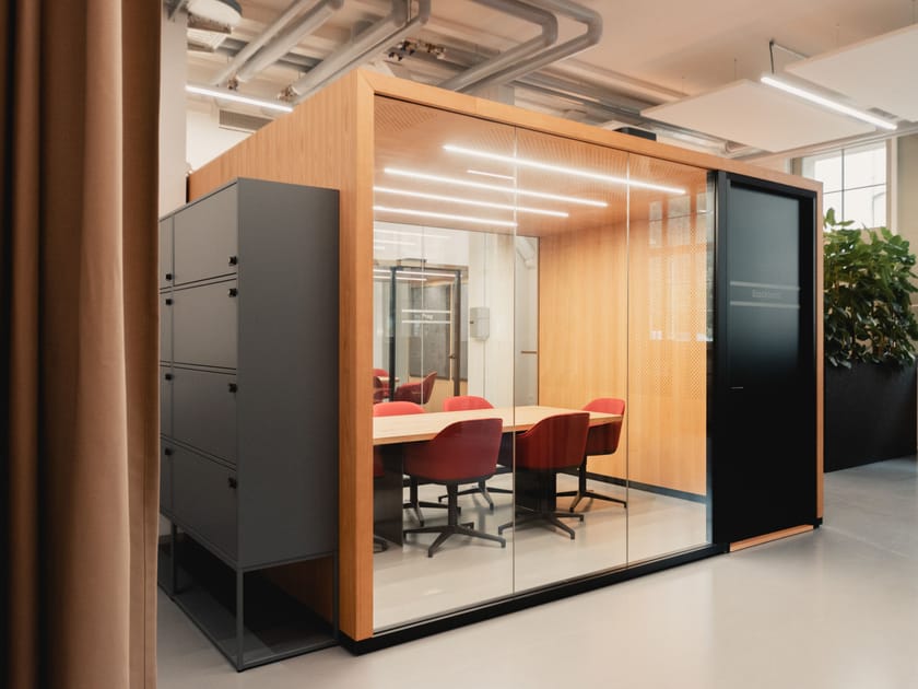 LOHKO FLEX 28 Acoustic wooden office booth with built-in lights By ...