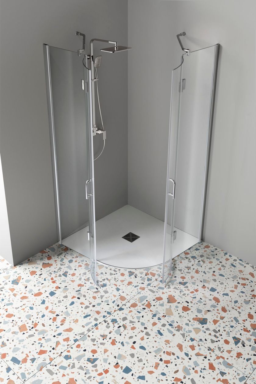 TVB61 Semicircular glass and aluminium shower cabin with hinged door By ...