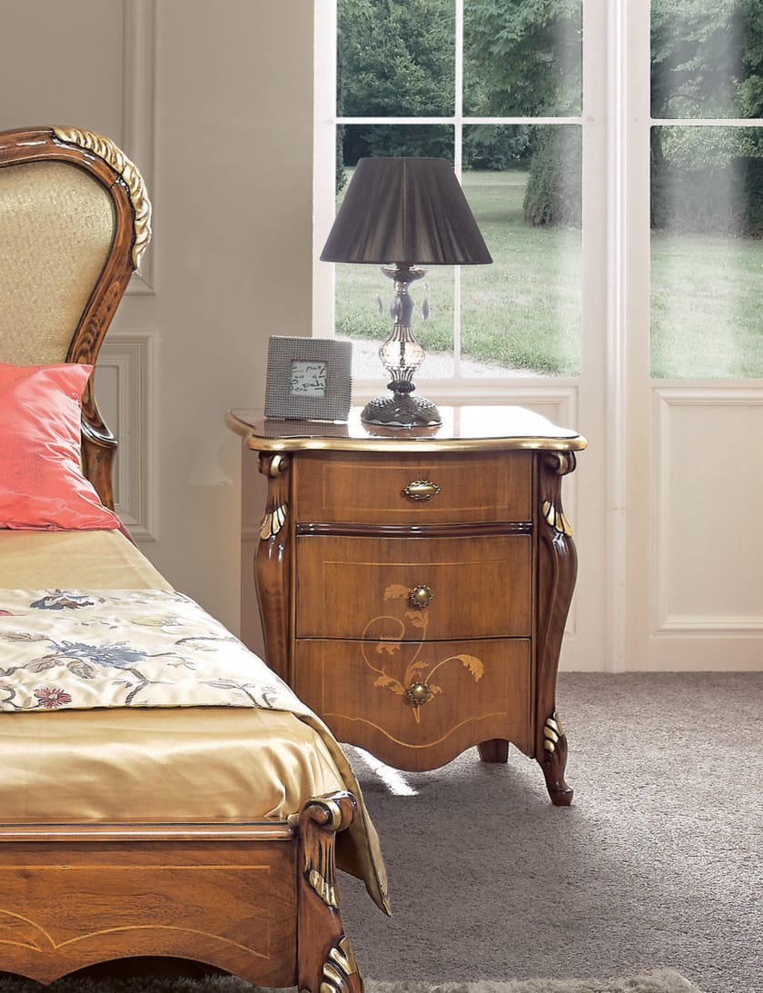 5431 Mesa-de-cabeceira retangular de madeira com gavetas By Tarocco ...