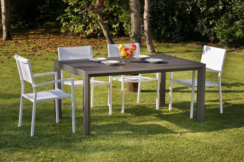 Extending rectangular aluminium garden table Prisma Stone By ...