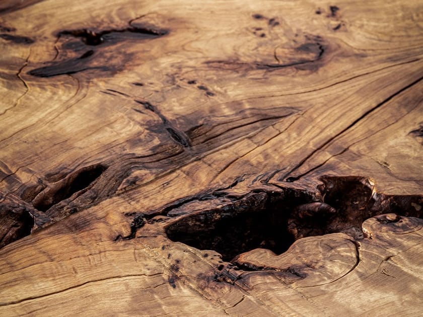 Assembled table in wild poplar wood table By Bruno Spreafico