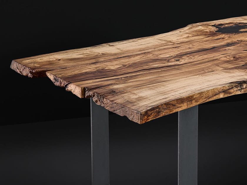 Assembled table in wild poplar wood table By Bruno Spreafico