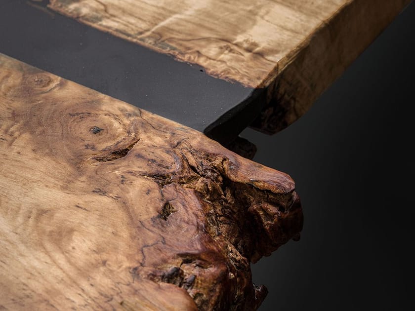 Assembled table in wild poplar wood table By Bruno Spreafico