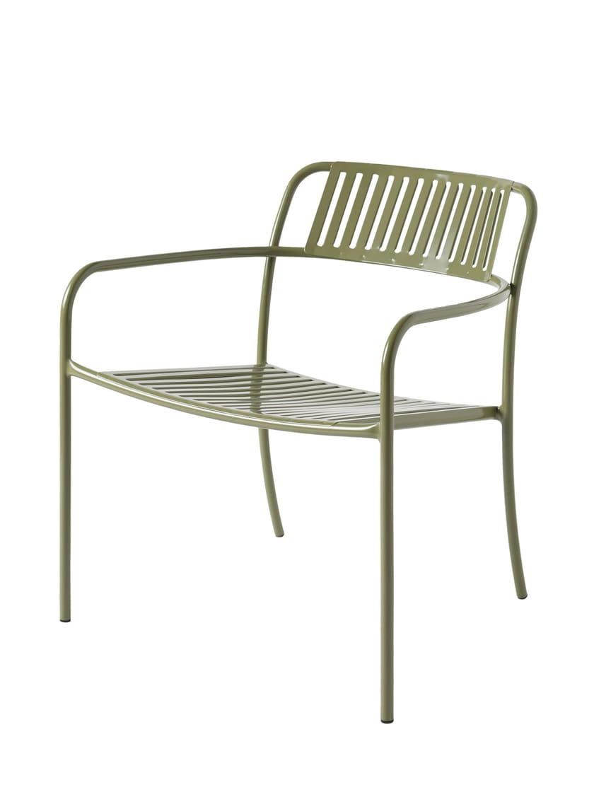 PATIO LOUNGE SLATTED ARMCHAIR Stainless steel garden chair with ...