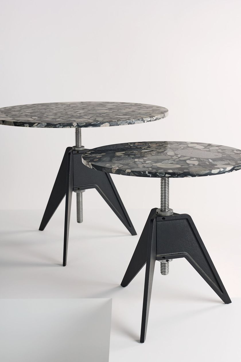SCREW CAFE TABLE Height-adjustable round marble coffee table By Tom ...