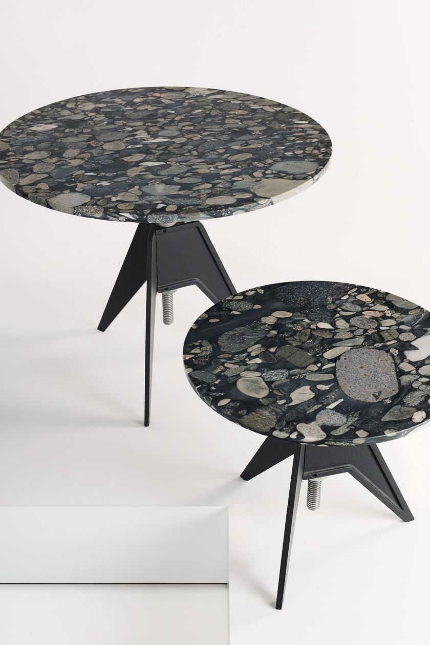 SCREW CAFE TABLE Height-adjustable round marble coffee table By Tom ...