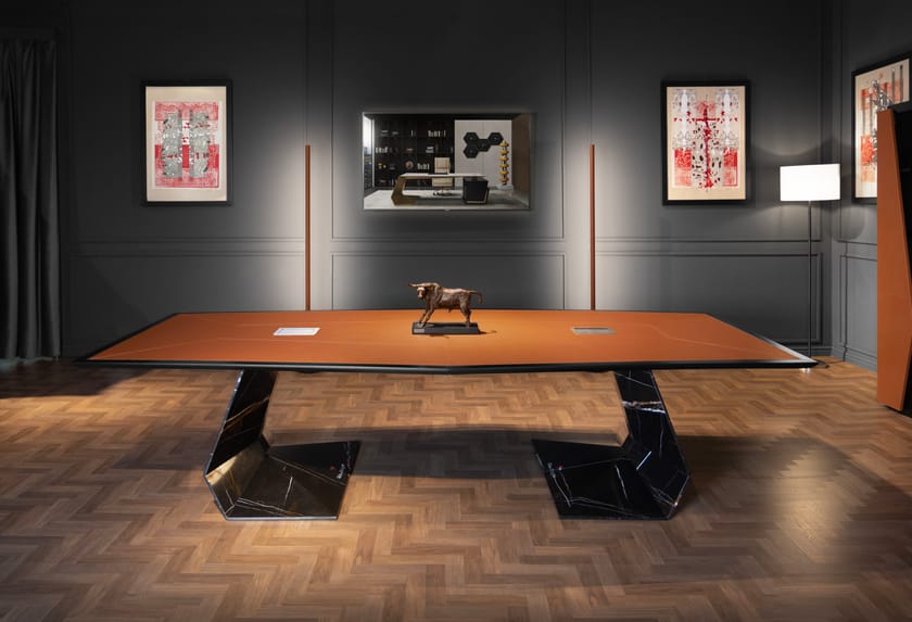 GT MEETING Tanned leather meeting table By Tonino Lamborghini Casa
