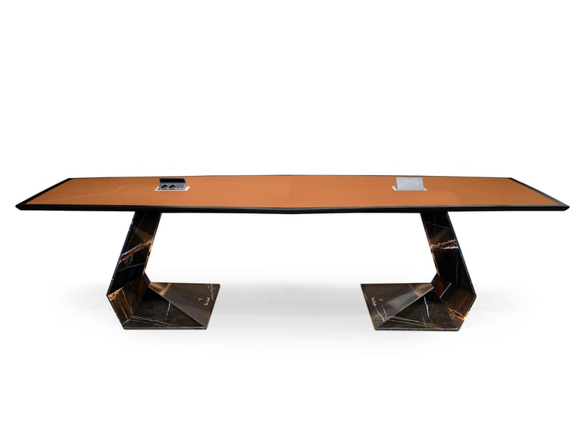 GT MEETING Tanned leather meeting table By Tonino Lamborghini Casa