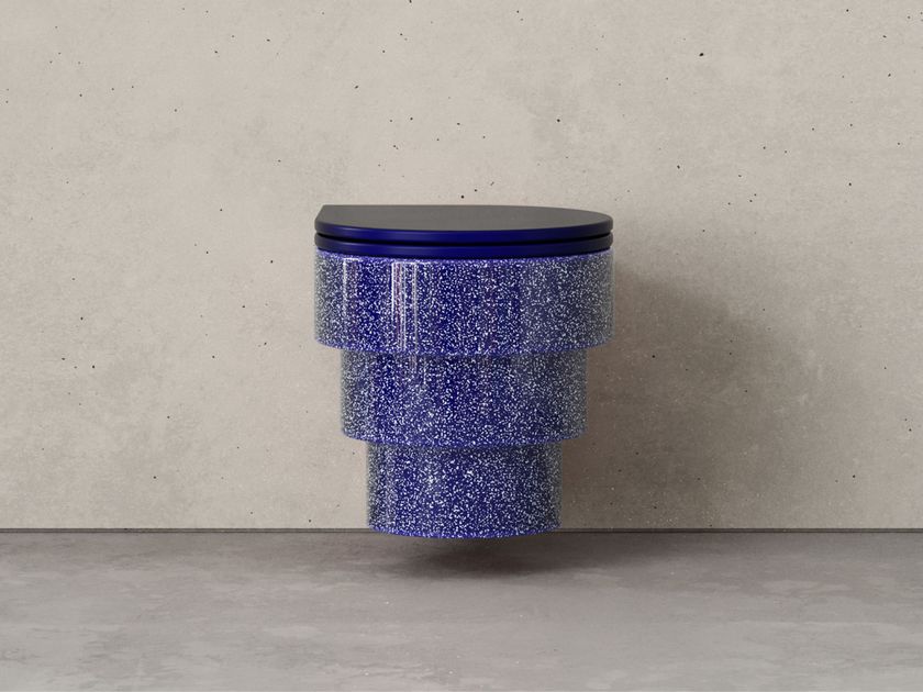 CALLIPYGE FLAKED BLUE Wall-hung ceramic toilet By Trone