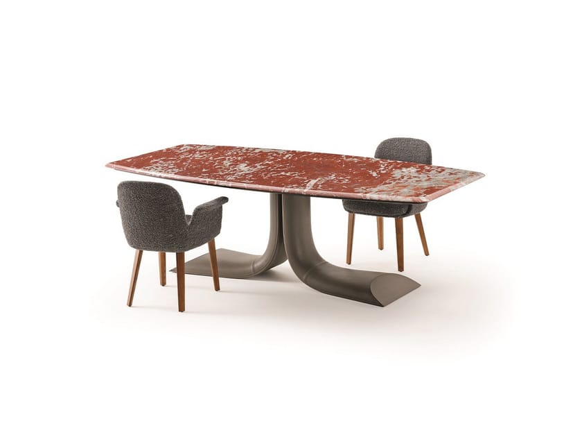 SOUL Rectangular marble and leather table By Turri | design Giuseppe Viganò