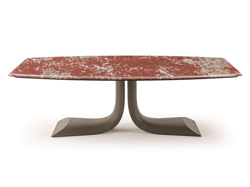 SOUL Rectangular marble and leather table By Turri | design Giuseppe Viganò