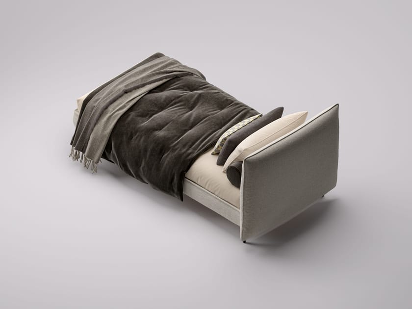 LOGAN Fabric single bed with upholstered headboard By Twils