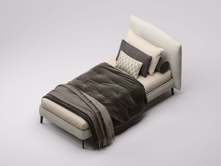 LOGAN Fabric single bed with upholstered headboard By Twils