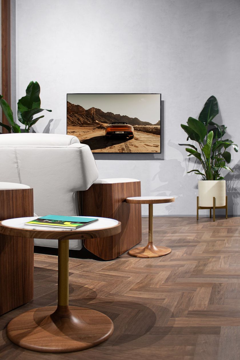 V212 Round marble high side table By Aston Martin