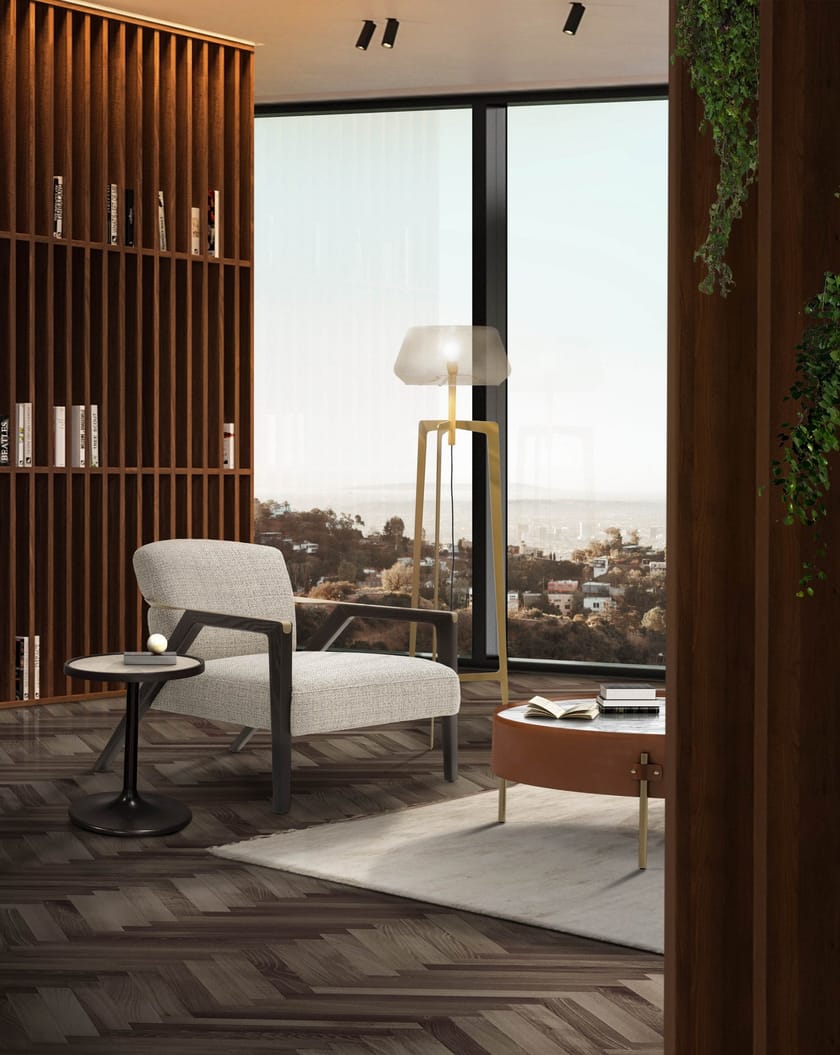 V216/R Round Carrara marble coffee table By Aston Martin