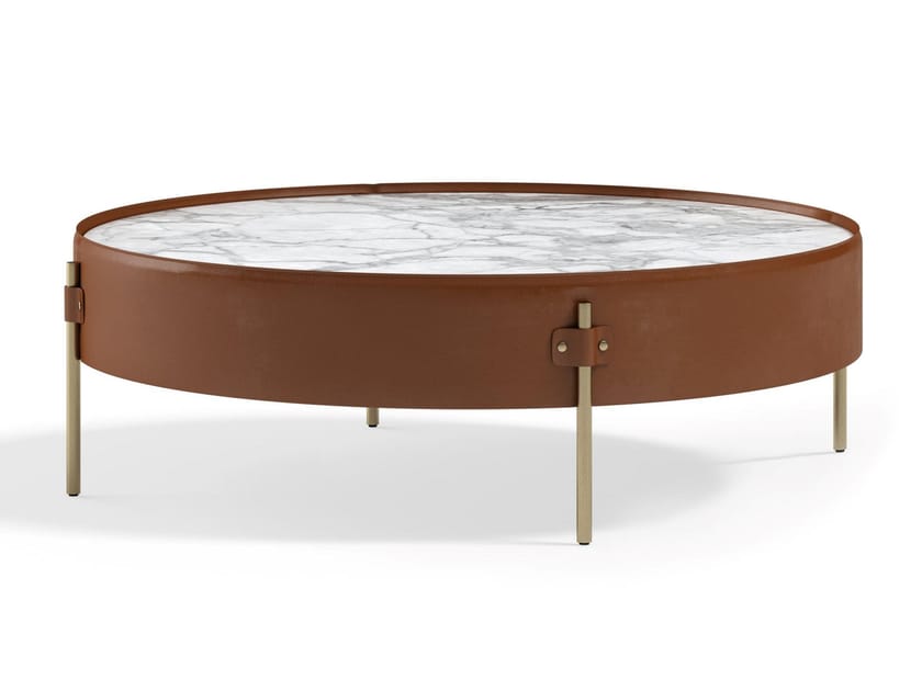 V216/R Round Carrara marble coffee table By Aston Martin