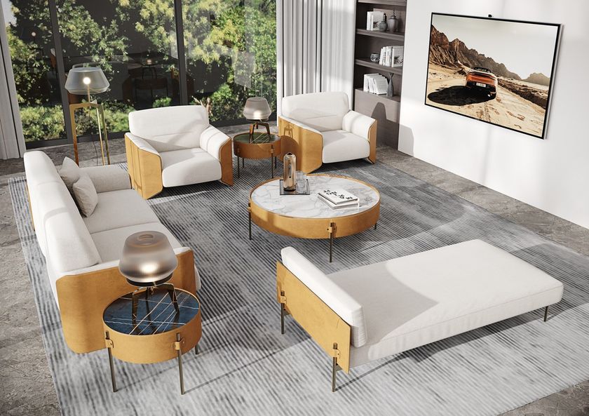 V216/R Round Carrara marble coffee table By Aston Martin