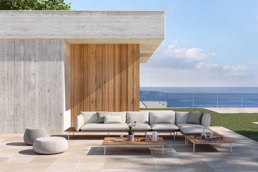 VAIL 93296I Low rectangular teak garden side table By IVINI