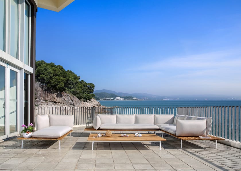 VAIL 93296I Low rectangular teak garden side table By IVINI