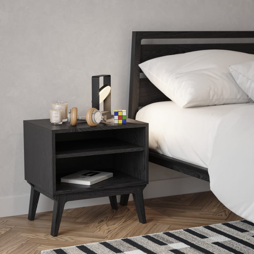 VALENTINE Black stain rectangular bedside table By Case | design ...