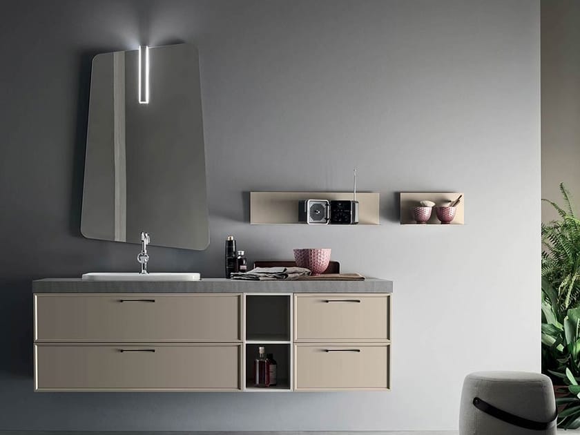 Meuble sous-vasque suspendu en bois avec tiroirs VANITY - COMPOSITION ...