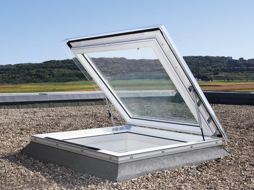 High-performance flat roof window VELUX curved glass rooflight By Velux
