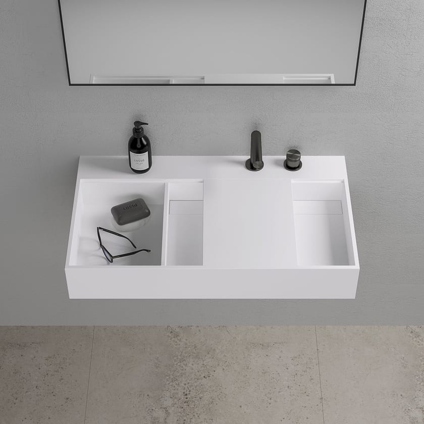 Lavabo rettangolare sospeso in Resin Stone VENO - LUSSO - Edilportale