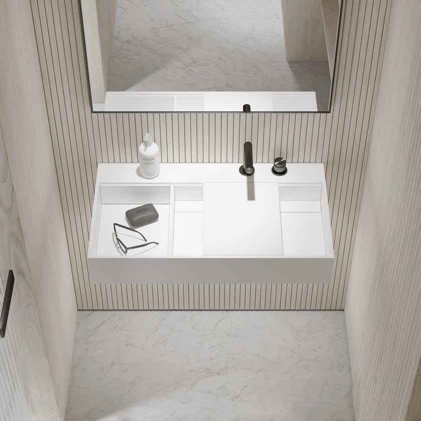 Lavabo rettangolare sospeso in Resin Stone VENO - LUSSO - Edilportale