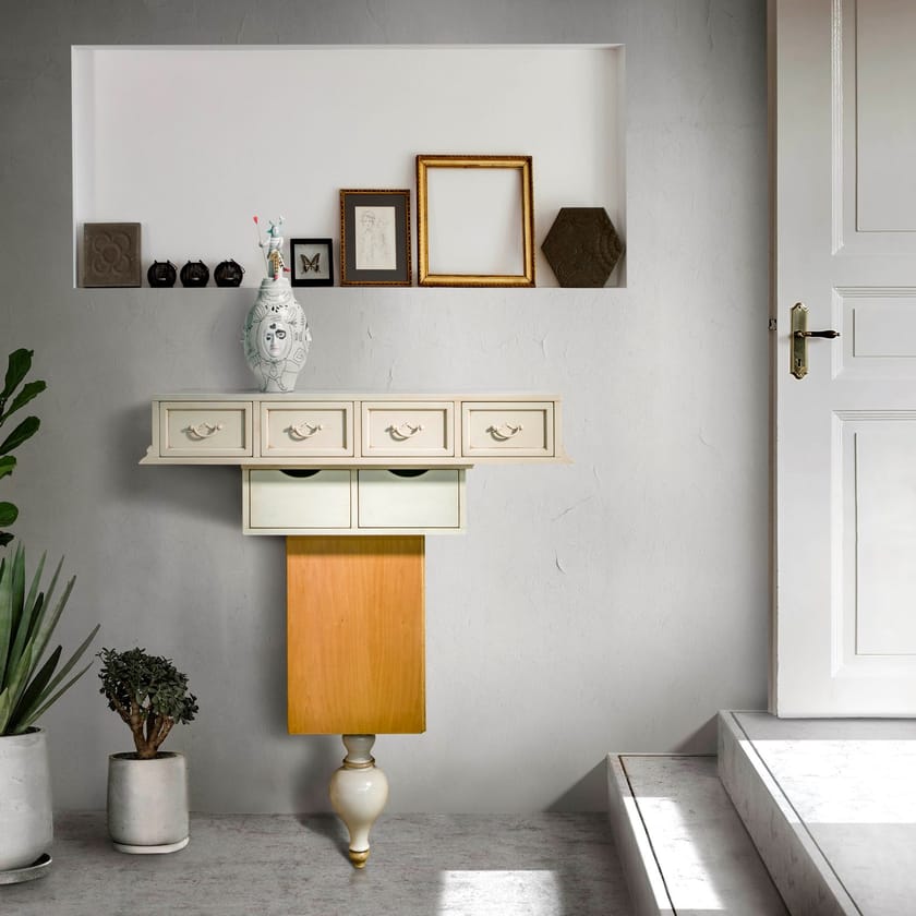 Rectangular wall-mounted wooden console table VERNI By LOLA GLAMOUR