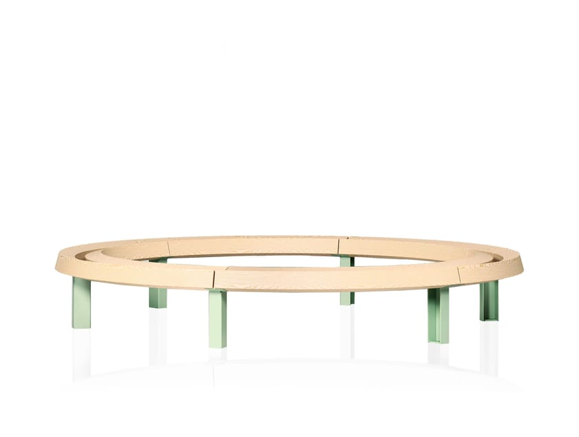 YPSILON Round steel and wood bench By VESTRE | design Daniel Rybakken