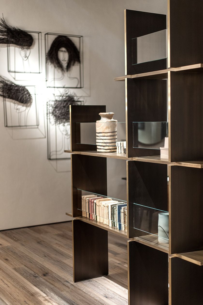 Freestanding glass and aluminium bookcase VICEVERSA By BAXTER design ...