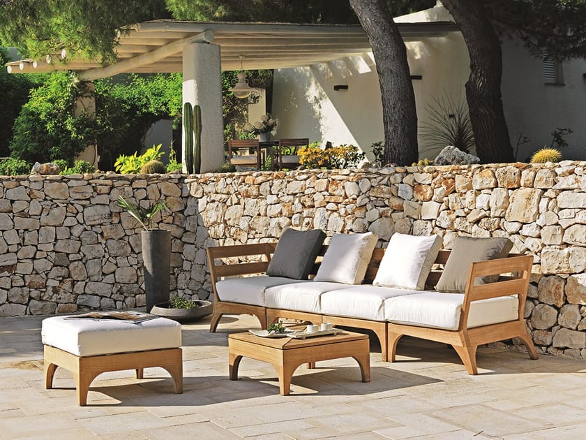 VILLAGE | Upholstered stool By Ethimo