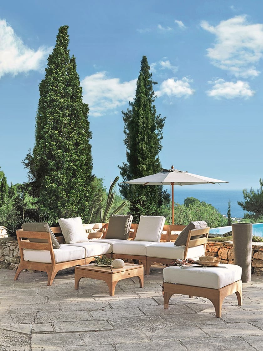 VILLAGE | Upholstered stool By Ethimo