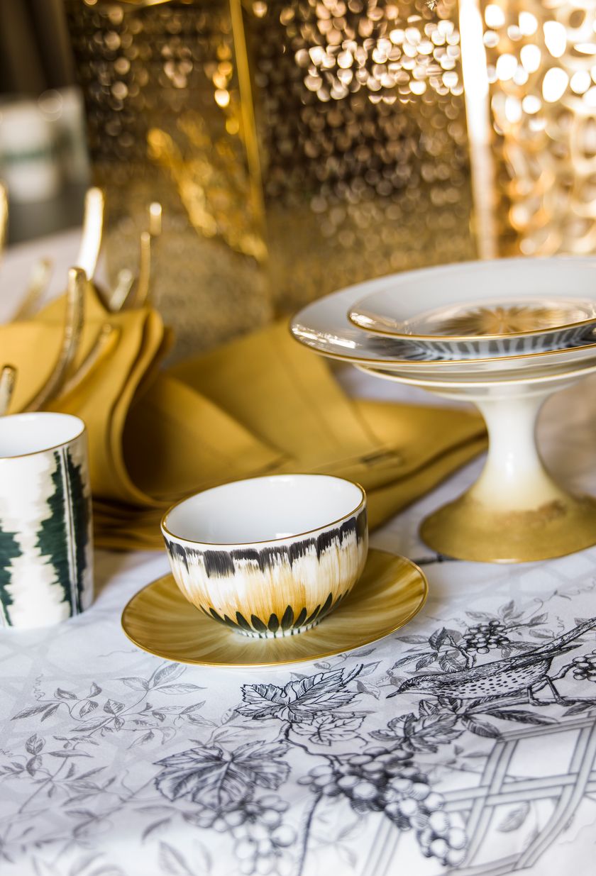 Cotton tablecloth VOLIÈRE By Alexandre Turpault