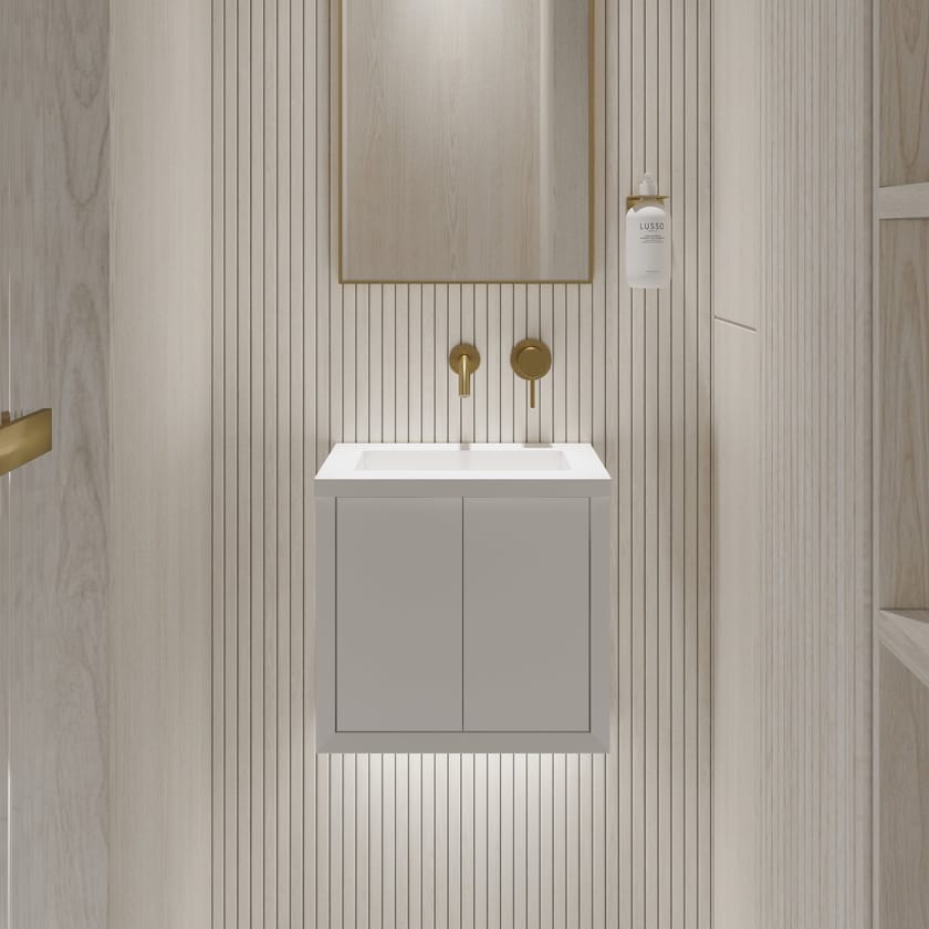VOLINI Single Resin Stone vanity unit with integrated washbasin By LUSSO